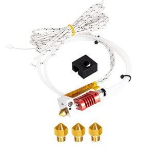 tronxy mk10 extruder hot end kit, 3d printer nozzles 0.4mm with aluminum heating block, ntc 3950 100k ohm thermistor, 1m ptfe teflon tube compatible with 3d printers x5sa, x5sa pro, xy-2pro