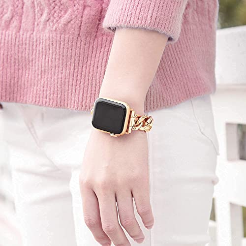 Kolgios 38/40/41mm Gold Cool Women Chain Metal Smartwatch Bands Compatible for Apple Watch Bands Series 8/7/6/SE/5/4 Adjustment Replacement Bracelet for Iwatch 8/7 Gift for Her