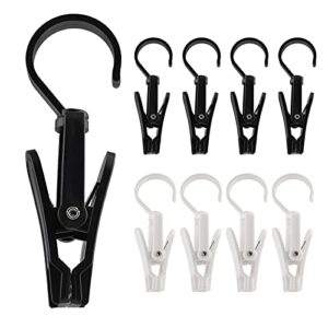 jiozermi 20 pcs laundry hooks clip, plastic clothes pins, super strong hanger clips, swivel hooks clip for clothing store home office & workshop, white & black