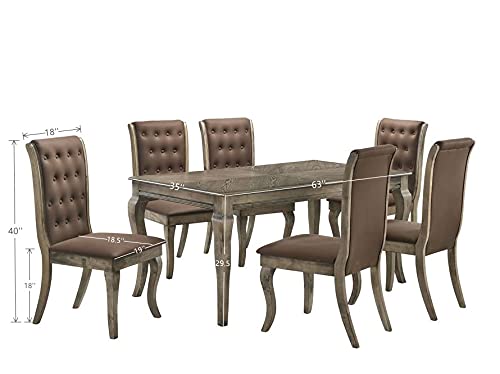 Liveasy Furniture Dining Table Set for 6 with Chairs, Dining Room Table Set with Tufted Dining Chairs, Kitchen Table Set for 6