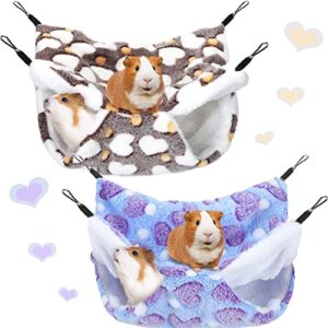 boao 2 pcs guinea pig rat hammock hamster hanging hammock/ accessories for small animals chinchilla parrot sugar glider ferret (purple, coffee color, heart pattern)