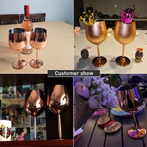 CANTONG Rose Gold Wine Glasses 18 oz, Long Stem Stainless Steel Wine Glasses, Wine Glasses set of 2