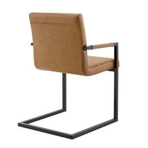 Modway Savoy Vegan Leather Dining Chair Set of 2, Tan