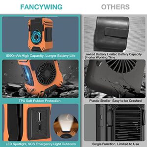 FANCYWING Portable Waist Clip Fan,4 In 1 Personal Necklace Cooling Fan with Flashlight, Belt Fan Support Hanging Neck,USB Rechargeable Fan,3 Speeds Wearable Fan for Working Camping Hiking…