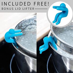 SleepySpoon Rest with Pot Lid Holder – Cool Kitchen Gadget Keeps Countertops Clean - Includes Bonus Silicone Lid Lifter