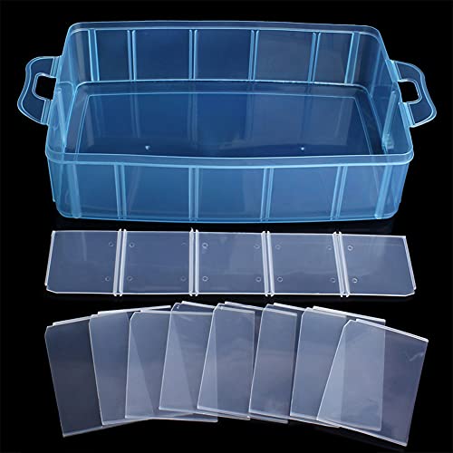 ZLY 3-Tier Demountable Plastic Jewelry Box Organizer Storage Container with Adjustable Dividers 30（Large） Grids (Blue, XL-30 Grids)