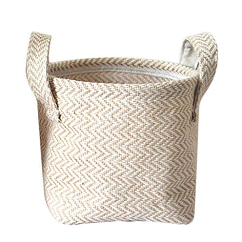 WSZJJ Cloth Flowerpot Storage Basket Cotton Linen Blended Desktop Storage Box Kids Toys Sundries Organizer Laundry Basket