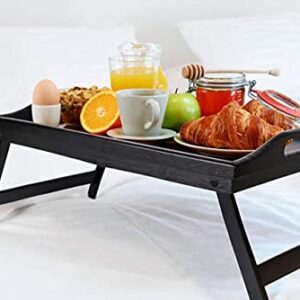 Artmeer Bed Tray Table with Folding Legs Wooden Serving Breakfast in Bed or Platter Tray,TV Table Laptop Computer Tray Snack Tray Large Size