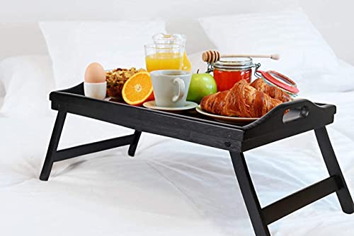 Artmeer Bed Tray Table with Folding Legs Wooden Serving Breakfast in Bed or Platter Tray,TV Table Laptop Computer Tray Snack Tray Large Size