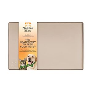 neater pet brands neater mat - waterproof silicone pet bowls mat - protect floors from food & water (19" x 12", cappuccino)