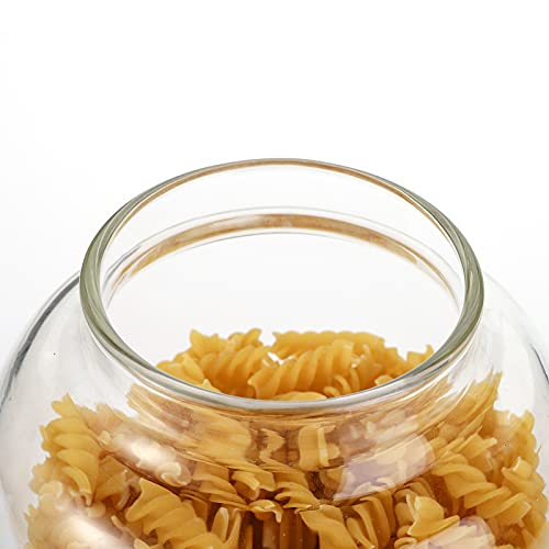 Bekith 2 Pack Large Glass Food Storage Container with Airtight Wooden Lid, 66 FL OZ(1950ml) Glass Food Canister for Kitchen and Pantry Organization, Cereal Dispenser Jars for Spaghetti Pasta, Tea, Coffee