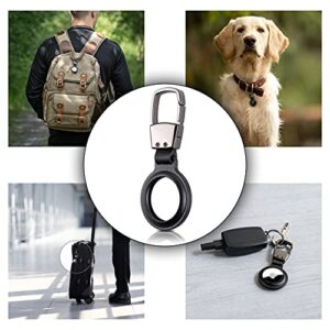 Ronton Airtag Keychain Holder - Protective Apple Airtag Case - Scratch Resistant Metal Air Tag Holder Anti-Lost Airtag Dog Collar Holder with Magnetic Closing Feature -Bonus Front/Back Protective Film