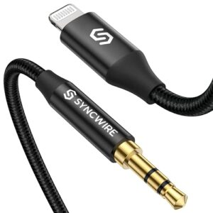 syncwire [apple mfi certified] aux cord for iphone 3.3ft, iphone aux cord for car stereo, speaker, headphone compatible with iphone 14/14 pro/14 pro max/13/12/11/xr/x/8