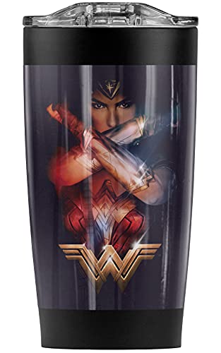 Logovision Wonder Woman Movie Arms Crossed Stainless Steel Tumbler 20 oz Coffee Travel Mug/Cup, Vacuum Insulated & Double Wall with Leakproof Sliding Lid | Great for Hot Drinks and Cold Beverages