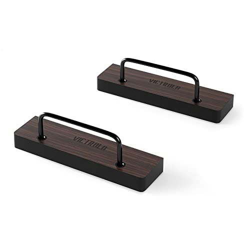 Victrola 'The Shelves' - Vinyl Records and Album Art Holder (Set of 2), Espresso Wood Finish with Smart Black Metal Accents, Elegant and Stylist Looks, Wall Mountable, Single Shelf Holds 1 Record Art