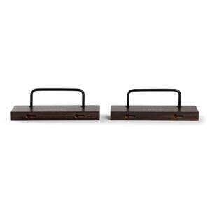 Victrola 'The Shelves' - Vinyl Records and Album Art Holder (Set of 2), Espresso Wood Finish with Smart Black Metal Accents, Elegant and Stylist Looks, Wall Mountable, Single Shelf Holds 1 Record Art