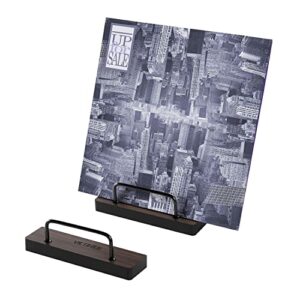 Victrola 'The Shelves' - Vinyl Records and Album Art Holder (Set of 2), Espresso Wood Finish with Smart Black Metal Accents, Elegant and Stylist Looks, Wall Mountable, Single Shelf Holds 1 Record Art