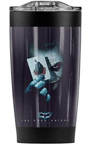 logovision the dark knight joker stainless steel tumbler 20 oz coffee travel mug/cup, vacuum insulated & double wall with leakproof sliding lid | great for hot drinks and cold beverages