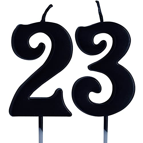 Black 23rd Birthday Candle, Number 23 Years Old Candles Cake Topper, Boy Or Girl Party Decorations, Supplies