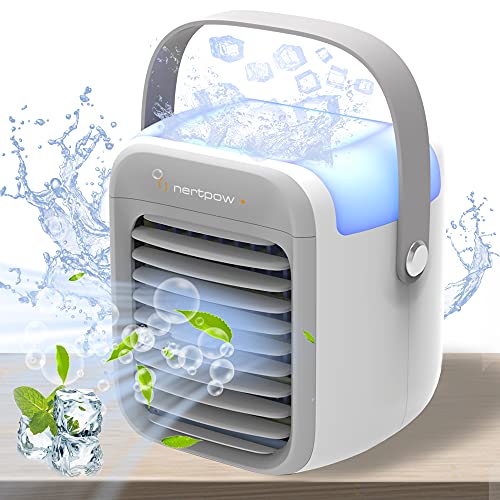 Nertpow Portable Air Conditioner, Portable Cooler, Quick & Easy Way to Cool Personal Space, As Seen On TV, Suitable for Bedside, Office and Study Room. Three Wind Level Adjustment ……