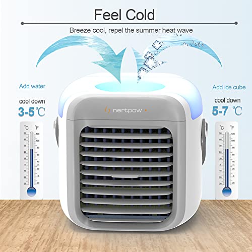 Nertpow Portable Air Conditioner, Portable Cooler, Quick & Easy Way to Cool Personal Space, As Seen On TV, Suitable for Bedside, Office and Study Room. Three Wind Level Adjustment ……