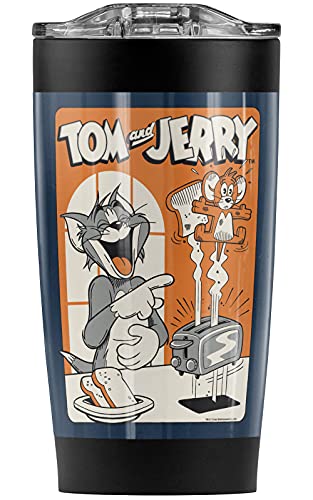 Logovision Tom and Jerry Toast! Stainless Steel Tumbler 20 oz Coffee Travel Mug/Cup, Vacuum Insulated & Double Wall with Leakproof Sliding Lid | Great for Hot Drinks and Cold Beverages