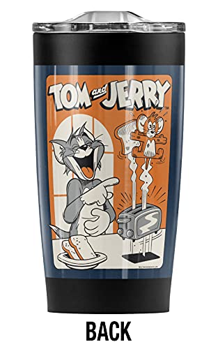 Logovision Tom and Jerry Toast! Stainless Steel Tumbler 20 oz Coffee Travel Mug/Cup, Vacuum Insulated & Double Wall with Leakproof Sliding Lid | Great for Hot Drinks and Cold Beverages