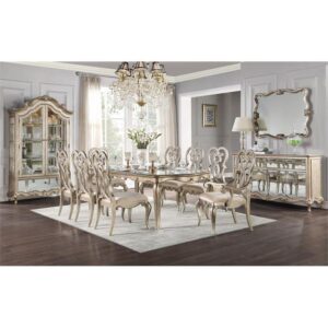 Acme Furniture Esteban Dining Table, Antique Champagne Finish