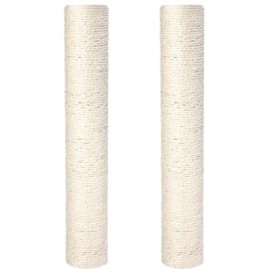 PowerKing Natural Sisal Replacement Scratching Post, 15.7'' 2 Pieces M8 Cat Scratch Post Refill Pole Parts for Refurbishment, Include Screws (White)