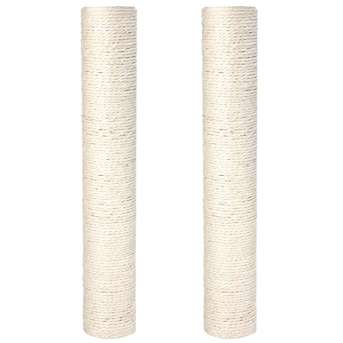 PowerKing Natural Sisal Replacement Scratching Post, 15.7'' 2 Pieces M8 Cat Scratch Post Refill Pole Parts for Refurbishment, Include Screws (White)