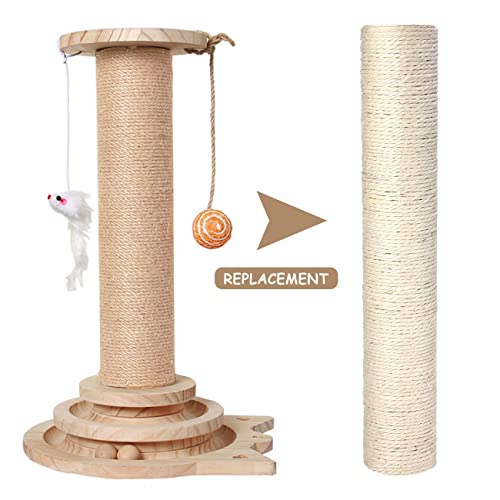 PowerKing Natural Sisal Replacement Scratching Post, 15.7'' 2 Pieces M8 Cat Scratch Post Refill Pole Parts for Refurbishment, Include Screws (White)