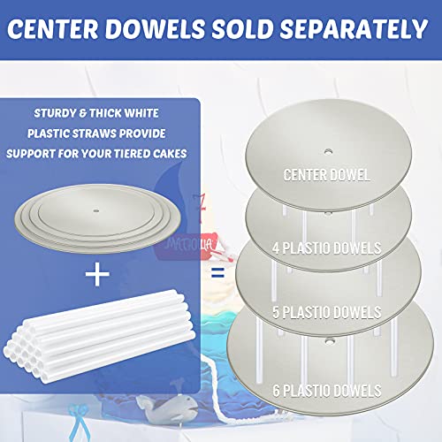 112 Pieces Cake Board Kit Sturdy Round Cake Board 4 Inch, 6 Inch, 8 Inch, 10 Inch with Parchment Paper Round and Plastic Cake Dowel Rod Cake Separator Plate for Tiered Cake for Party Wedding Birthday