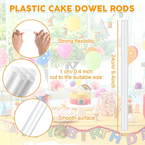 112 Pieces Cake Board Kit Sturdy Round Cake Board 4 Inch, 6 Inch, 8 Inch, 10 Inch with Parchment Paper Round and Plastic Cake Dowel Rod Cake Separator Plate for Tiered Cake for Party Wedding Birthday