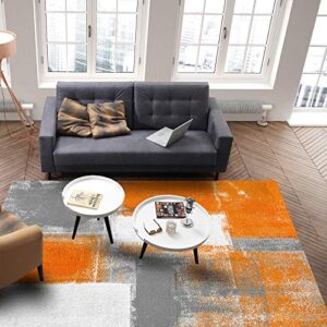 Olivefox Rugs Abstract Geometric Oil Painting Orange Non-Slip Stain-Proof Accent Area Rug for Bedroom Living Room Home Decoration, 3x5 Feet Soft Rectangle Carpet Super Absorbent