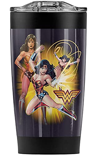 Logovision Wonder Woman Poses Stainless Steel Tumbler 20 oz Coffee Travel Mug/Cup, Vacuum Insulated & Double Wall with Leakproof Sliding Lid | Great for Hot Drinks and Cold Beverages