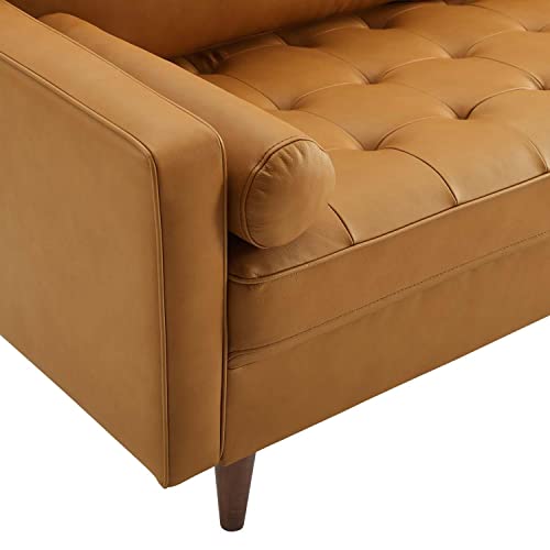 Modway Valour Leather Tufted Sofa, 81", Tan