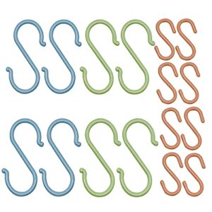 maydahui 16 pieces s shape plastic hook set of 8 big size 8 small size in pink green blue for storage room kitchen bathroom