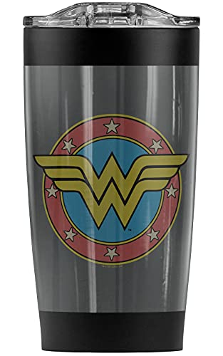 Logovision Wonder Woman Vintage Emblem Stainless Steel Tumbler 20 oz Coffee Travel Mug/Cup, Vacuum Insulated & Double Wall with Leakproof Sliding Lid | Great for Hot Drinks and Cold Beverages