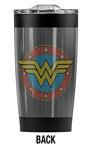 Logovision Wonder Woman Vintage Emblem Stainless Steel Tumbler 20 oz Coffee Travel Mug/Cup, Vacuum Insulated & Double Wall with Leakproof Sliding Lid | Great for Hot Drinks and Cold Beverages