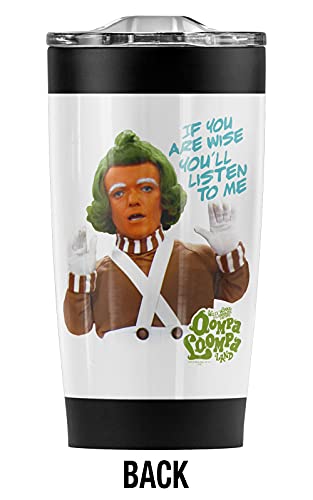 Willy Wonka Oompa Loompa Listen Stainless Steel Tumbler 20 oz Coffee Travel Mug/Cup, Vacuum Insulated & Double Wall with Leakproof Sliding Lid | Great for Hot Drinks and Cold Beverages