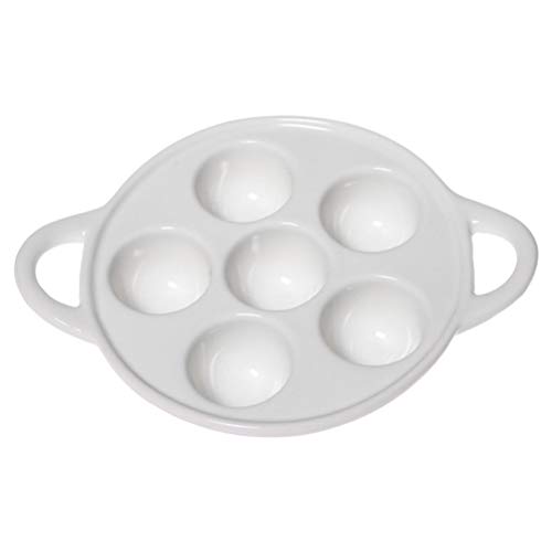 FRCOLOR White Ceramic Escargot Plates, 6 Holes Scargot Cooking Dish Mushroom Escargot Plate Dishes for Cooking Baking Escargot Baking Dish