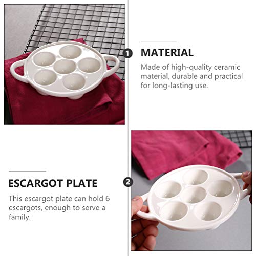 FRCOLOR White Ceramic Escargot Plates, 6 Holes Scargot Cooking Dish Mushroom Escargot Plate Dishes for Cooking Baking Escargot Baking Dish