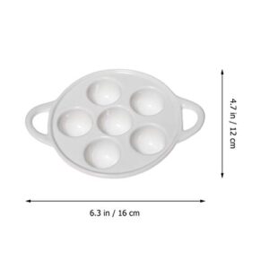 FRCOLOR White Ceramic Escargot Plates, 6 Holes Scargot Cooking Dish Mushroom Escargot Plate Dishes for Cooking Baking Escargot Baking Dish