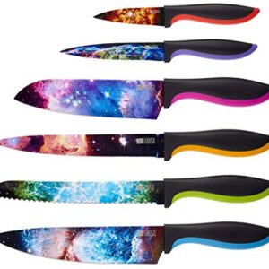 CHEF'S VISION Cosmos Knife Set Bundled With BEHOLD Free Standing Magnetic Holder Black