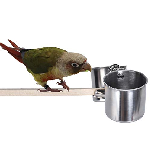 TBWHL Parrot Feeding Cups Hanging Pet Animal Stainless Steel Birdcage Bowls Bird Bowls for Cage Parakeet Bird Cage Accessories Suitable Small and Medium Bird S