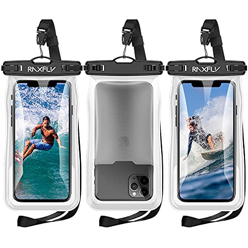 RAXFLY Floating Waterproof Phone Case 3 Pack IPX8 Universal Waterproof Phone Bag Pouch Floating up to 8.8oz Dry Bag Case Compatible with iPhone Samsung up to 7 inch Devices Beach/Surfing Black