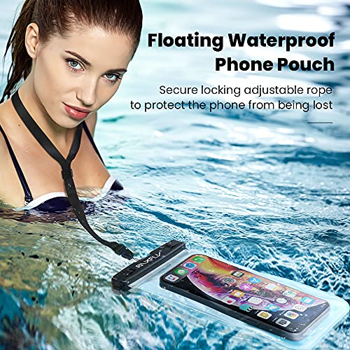 RAXFLY Floating Waterproof Phone Case 3 Pack IPX8 Universal Waterproof Phone Bag Pouch Floating up to 8.8oz Dry Bag Case Compatible with iPhone Samsung up to 7 inch Devices Beach/Surfing Black