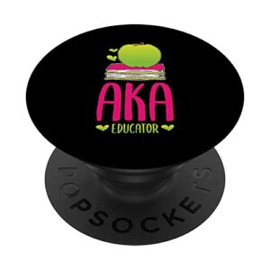 teacher green apple aka educator school students study learn popsockets swappable popgrip