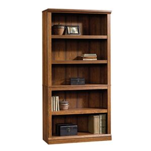 Sauder Carson Forge Computer Desk, Washington Cherry Finish & Select Collection 5-Shelf Bookcase, Washington Cherry Finish