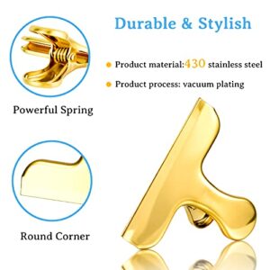 10 Pack Gold Chip Clips, Stainless Steel 3 Inch Heavy Duty Large Bag Clips for Coffee Snack Bread Potato Bags Kitchen &Office Usage Metal Clips (GSJ-10)